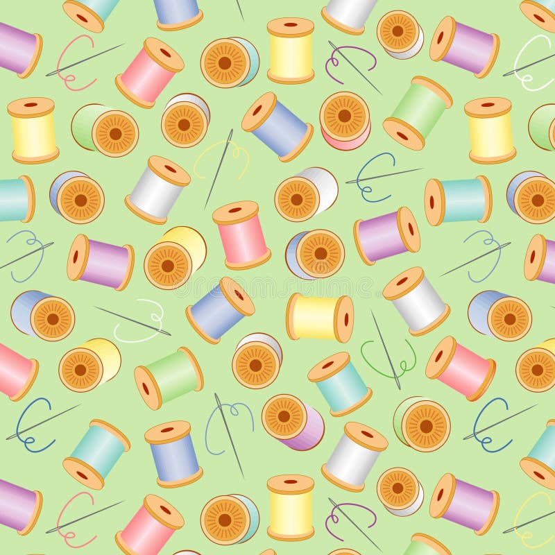Needles and Threads Seamless Background, Pastel, Pink Stock Vector ...