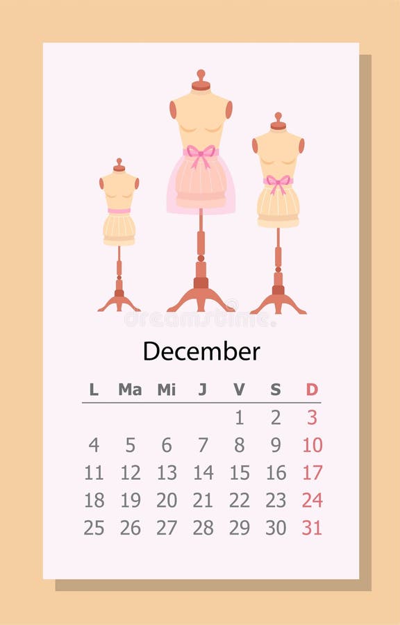 December 2023. Vector Monthly Calendar Template 2023 Year in Simple ...