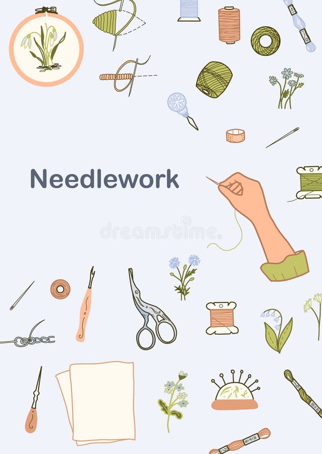 Needlework Classes Card Template. Handmade Hobby Poster Stock ...