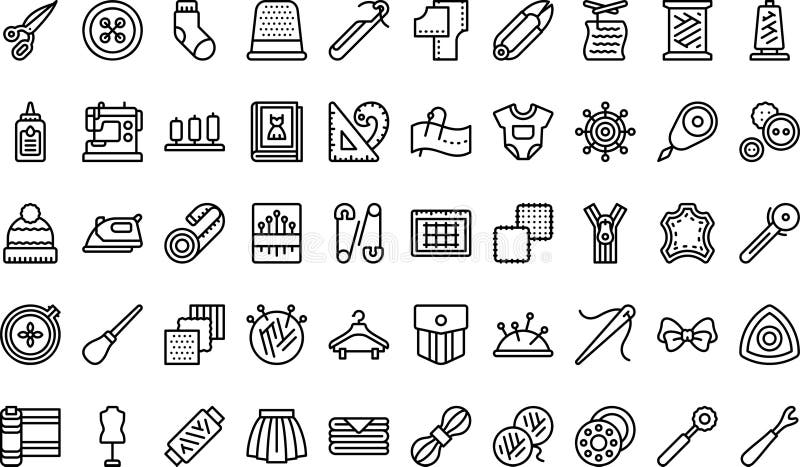 Needlework Icons Collection Is A Vector Illustration With Editable