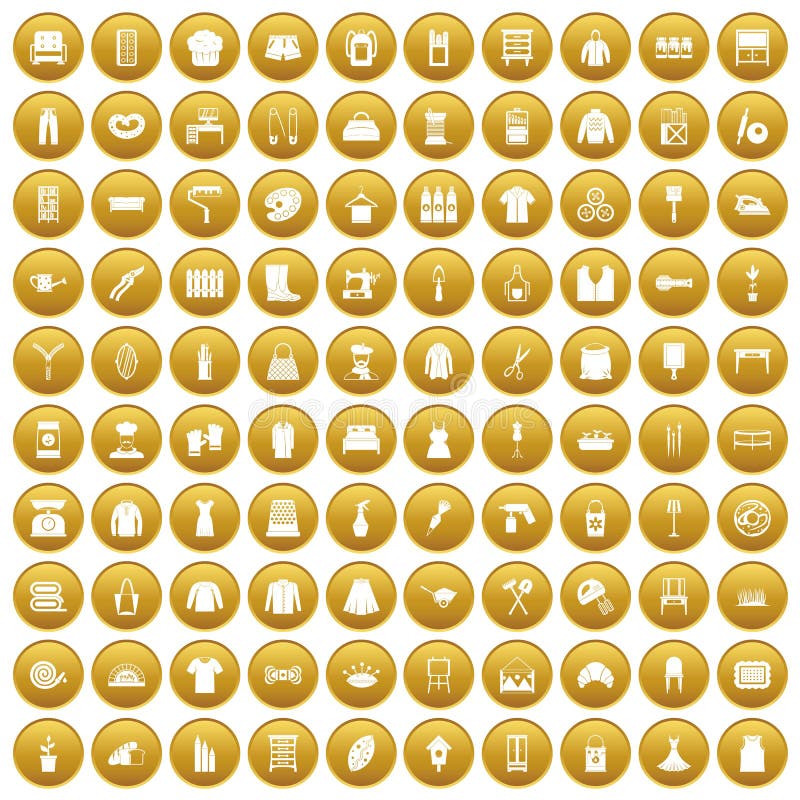 100 Needlework Icons Set Vector Variant Stock Vector - Illustration of ...