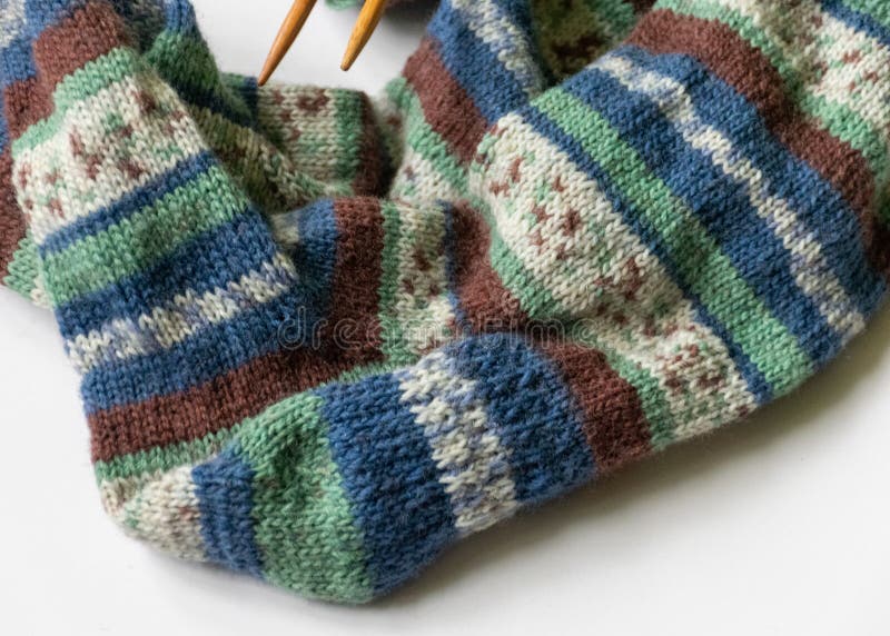 Needlework, Knitting Socks, Work in Progress, Photo with Woolen Yarn ...