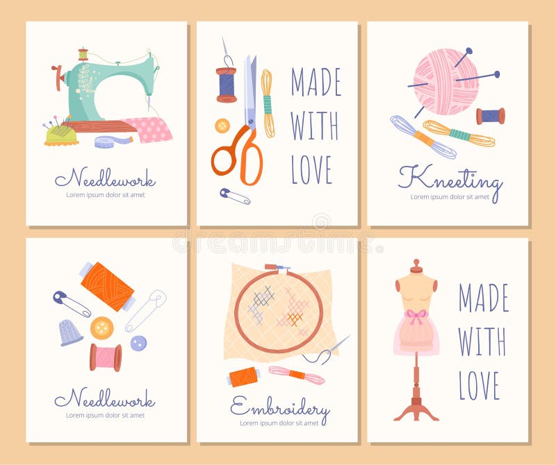 Needlework posters set stock vector. Illustration of modern - 272990720