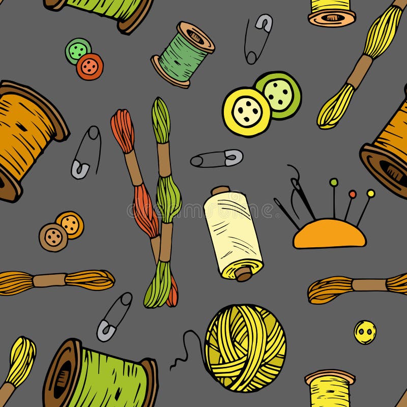 2752 Needlework, Seamless Pattern, Vector Illustration, Materials for ...