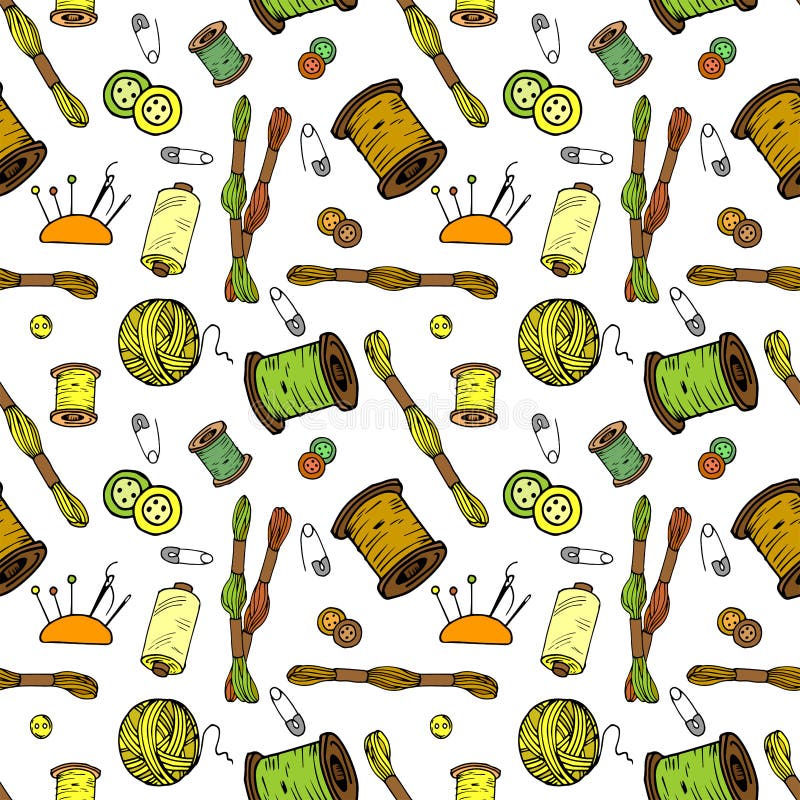 2753 Needlework, Seamless Pattern, Vector Illustration, Materials for ...