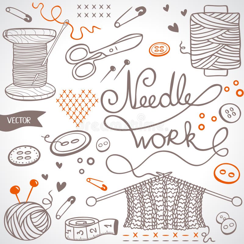Needle and Thread Borders stock vector. Illustration of design - 47013212