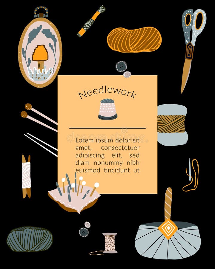 Needlework Sew Knit Embroidery Flyer Vector Art Stock Vector ...