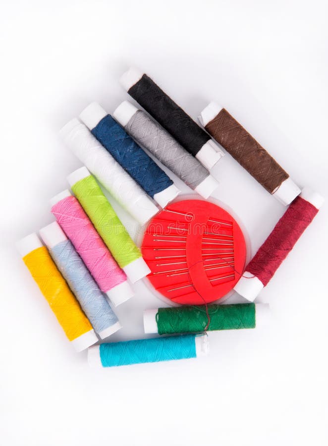 Needlework Thread and Needle Isolate on White Background Stock Image ...