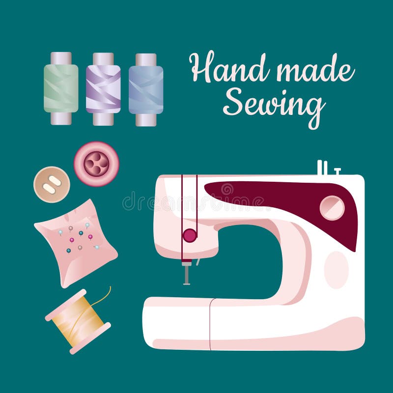 Needlework Tools Set. Handmade Kit Sewing Machine, Iron, Scissors ...