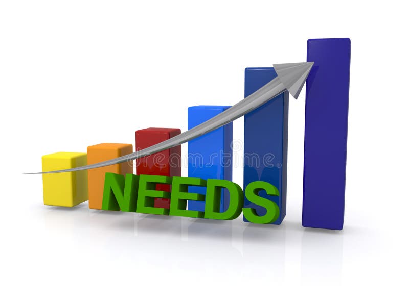 Needs and graph on white stock illustration. Illustration of health ...