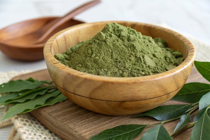 Neem Powder in a Wooden Bowl Stock Illustration - Illustration of ...
