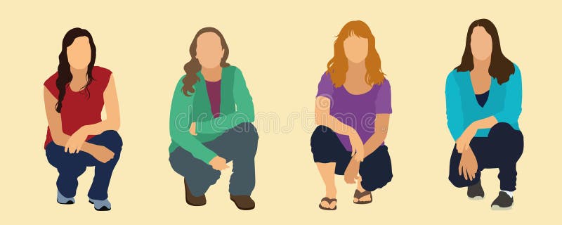 Neer het knielen vector illustratie. Illustration of vrouwen - 36025765
