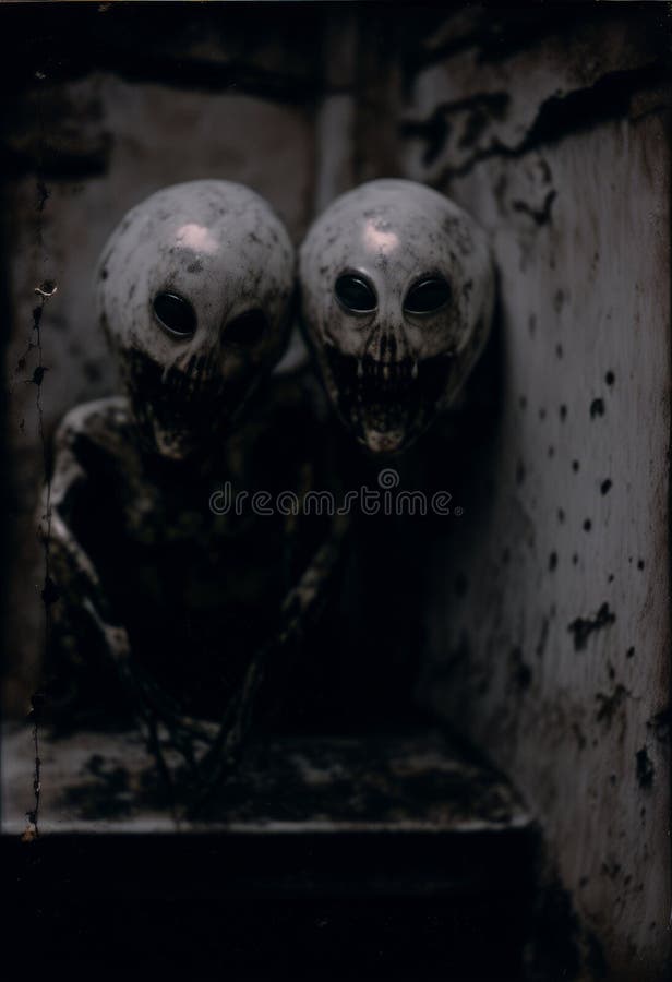 Nefarious Twin Alien Skulls in an Abandoned, Dystopian, Decaying ...
