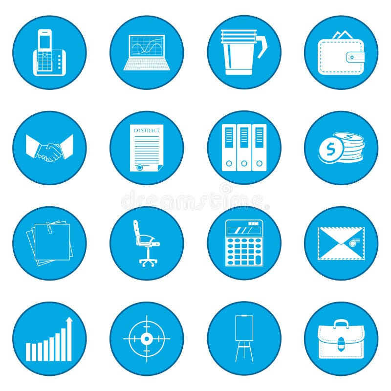 Negócio E Azul Do ícone Do Trabalho De Escritório Ilustração do Vetor ...