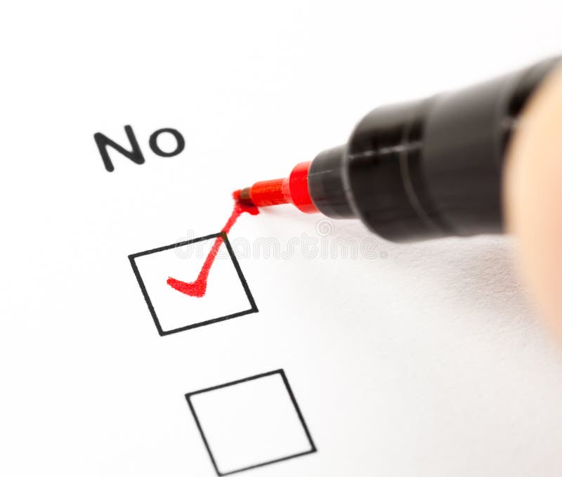 Negative Answer in a Checklist Stock Image - Image of closeup, customer ...