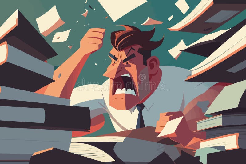 Frustrated Worker Cartoon