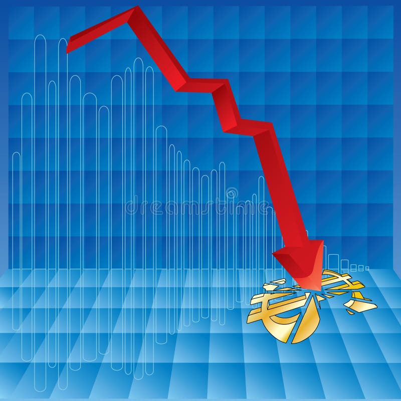 Arrow graph going down stock illustration. Illustration of profit - 3094220