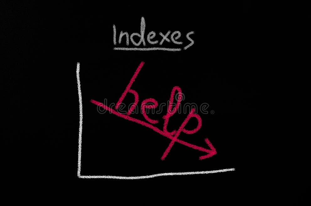 Negative Chart on Black Chalkboard. Help Inscription Stock Image ...