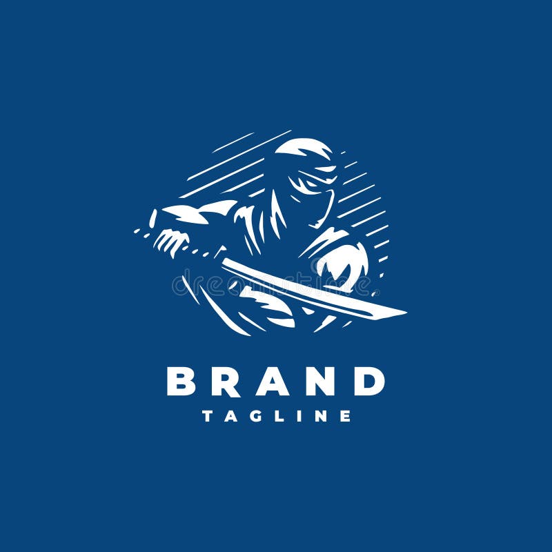 Negative Circle Ninja Logo Design Template Stock Vector - Illustration of vector, icon: 309579354