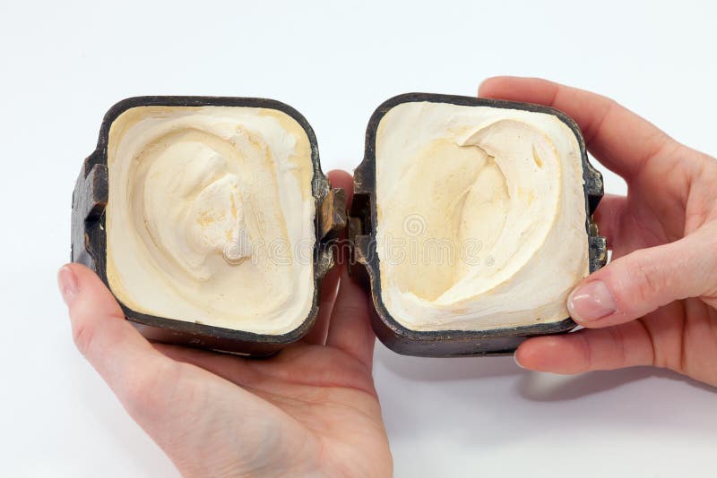 Negative Ear Form Plaster Ready for Silicone Stock Image - Image of ...