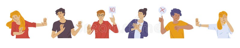 Negative Gestures of Body Language Flat Vector Illustration Isolated on ...