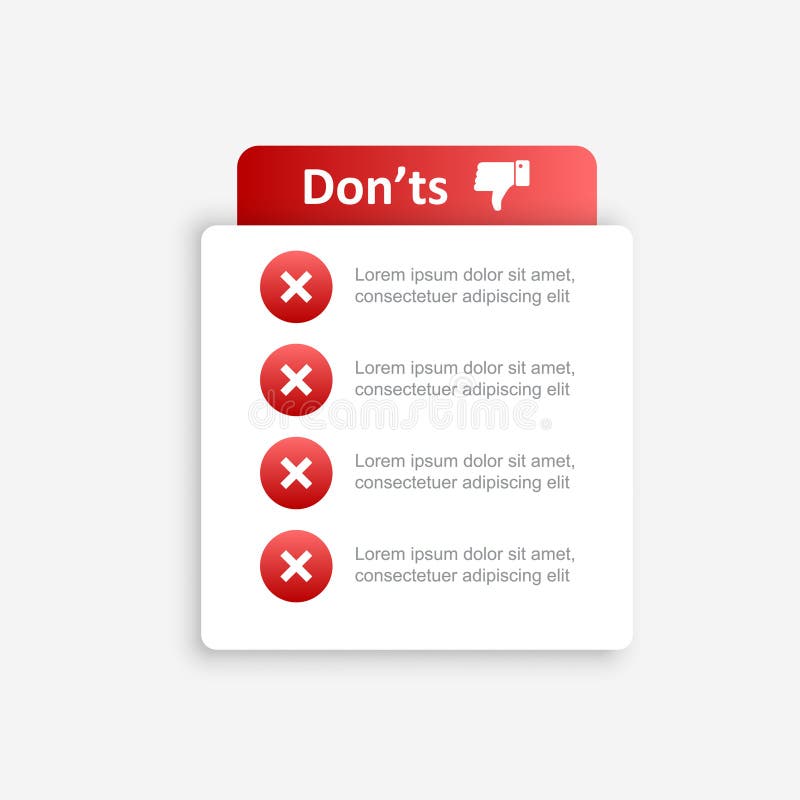 Negative List or Planning Icon in Flat Style. Paper Sheet with Cons ...