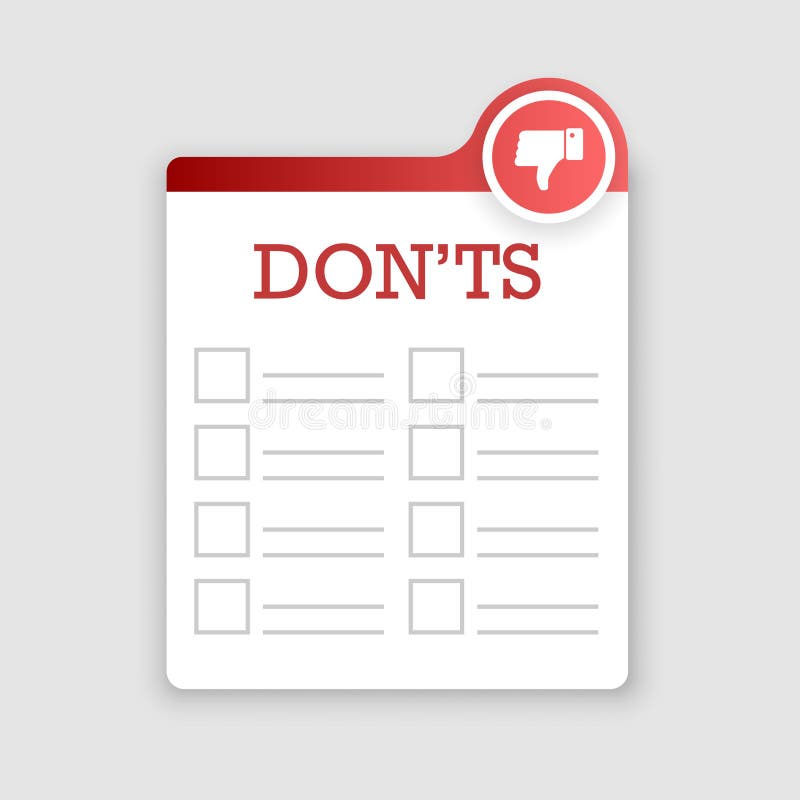 Negative List or Planning Icon in Flat Style. Paper Sheet with Cons ...