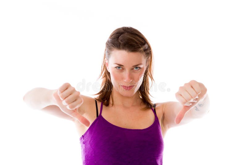 Negative Model Showing Thumbs Down Stock Image - Image of caucasian ...