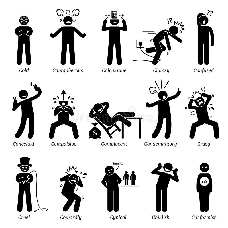 Positive Negative Neutral Personalities Character Traits Clipart Stock ... Positive Negative Neutral Personalities Character Traits Clipart Stock ...