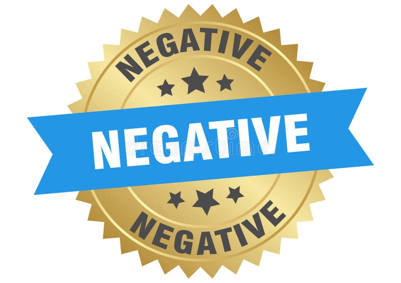 Negative. Negative Round Blue and Gold Label Isolated on Transparent ...