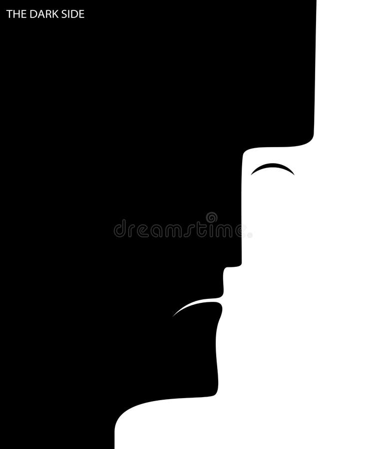 Negative Side of the Man Pesonality, Human Profile in Black and White ...