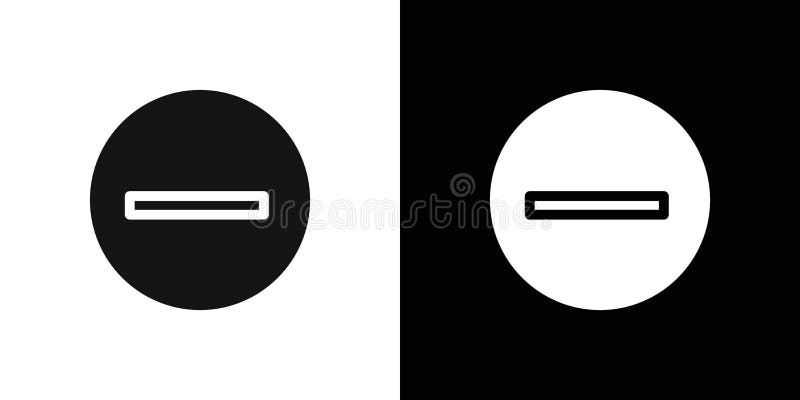 Negative Sign Icon Flat Vector Set Outline Stock Vector - Illustration ...