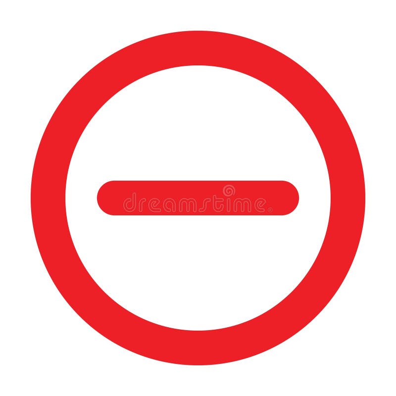 Negative Sign Symbol Mark in Filled Style Stock Illustration ...