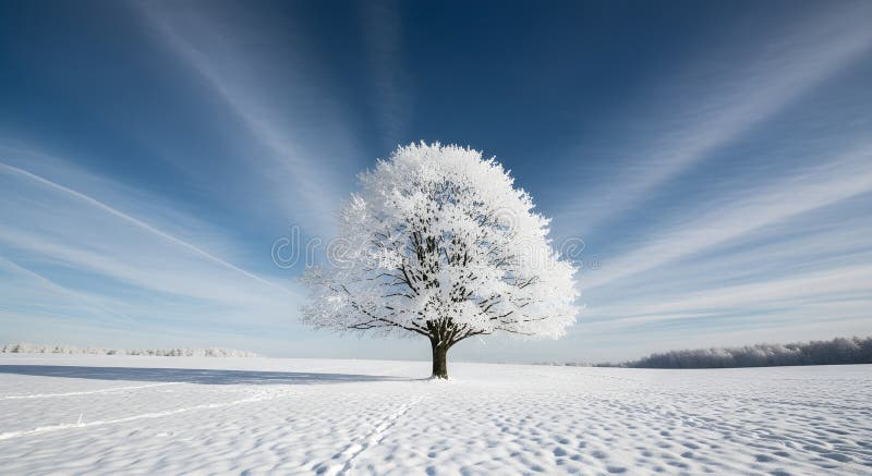 Negative Space Composition Single Tree Snowy Field Wide Angle 1 ...