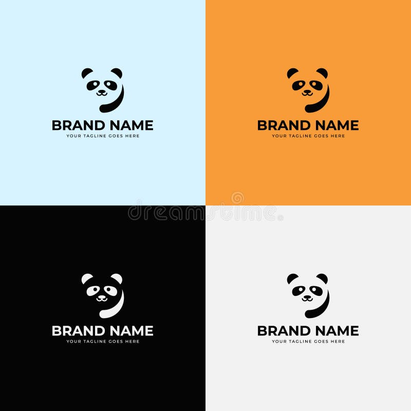 Negative Space Cute Panda Bear Silhouette Logo Design Vector Template ...