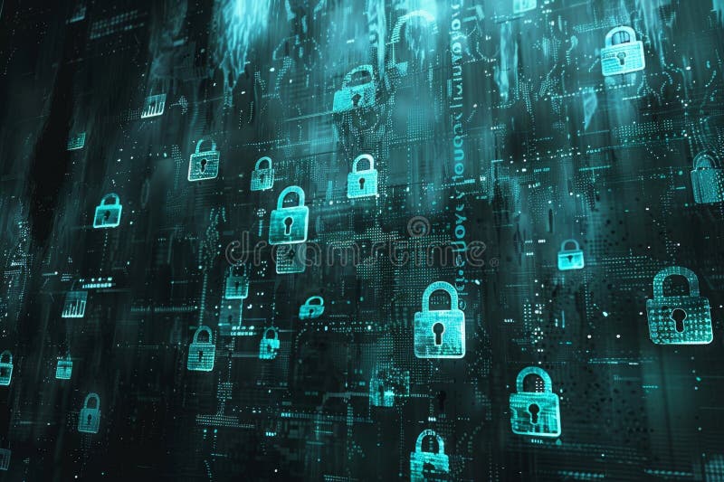 Negative Space with Digital Security Symbols. Stock Illustration ...