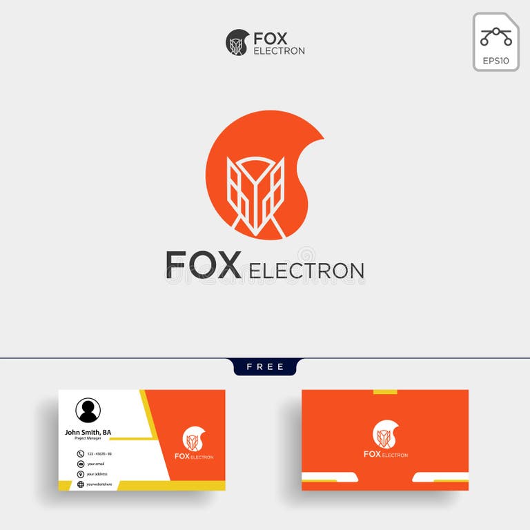 Negative Space Fox Logo for Illustration with Business Card Template ...