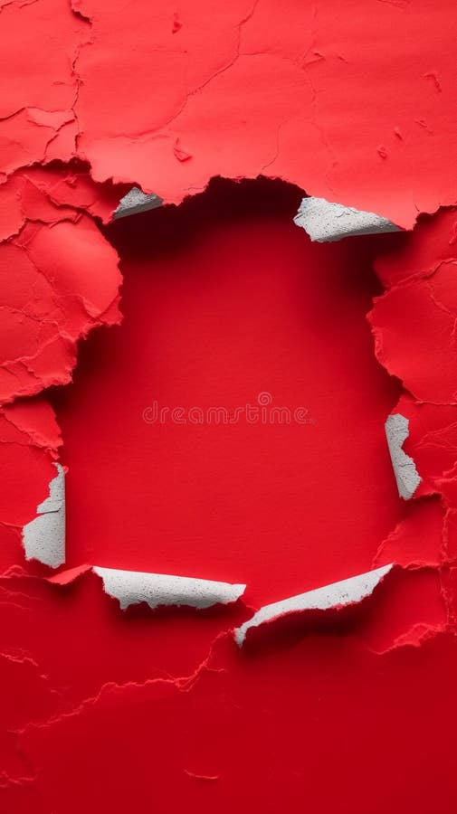 Negative Space Minimalist Image of a Hole in Red Paper Stock ...