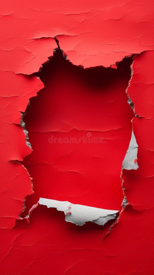 Negative Space Minimalist Image of a Hole in Red Paper Stock ...