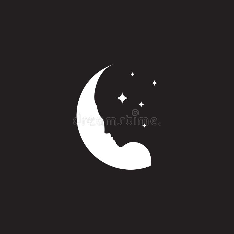 Negative Space Women with Moon Logo Symbol Icon Vector Graphic Design ...