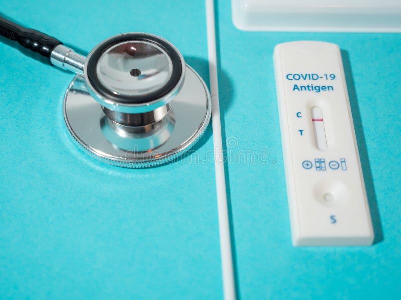 Negative Test Result Using COVID-19 Rapid Testing Device. Stock Photo ...