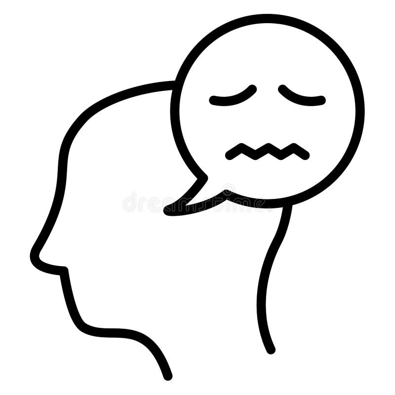 Negative Thinking Single Isolated Icon with Outline Style Stock ...