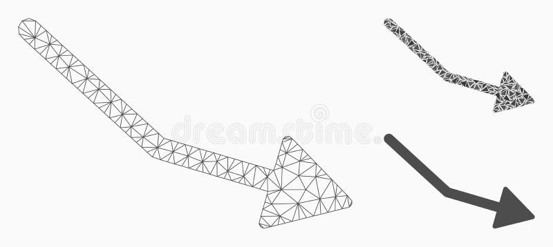 Negative Trend Arrow Vector Mesh Network Model and Triangle Mosaic Icon ...