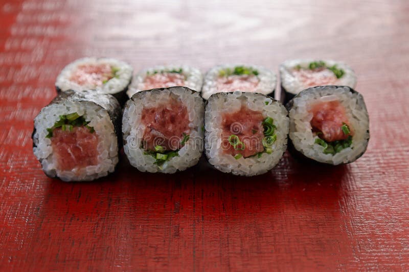 Negitoro Sushi Rolls Lacquered Board Stock Photos - Free & Royalty-Free ...