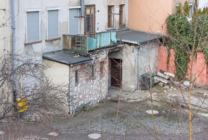Neglected Backyard, Jelenia Gora, Poland Editorial Image - Image of ...