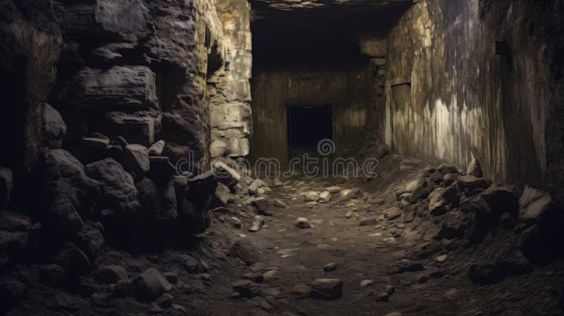 Neglected Bunker in Ruins Below Ground Stock Illustration ...