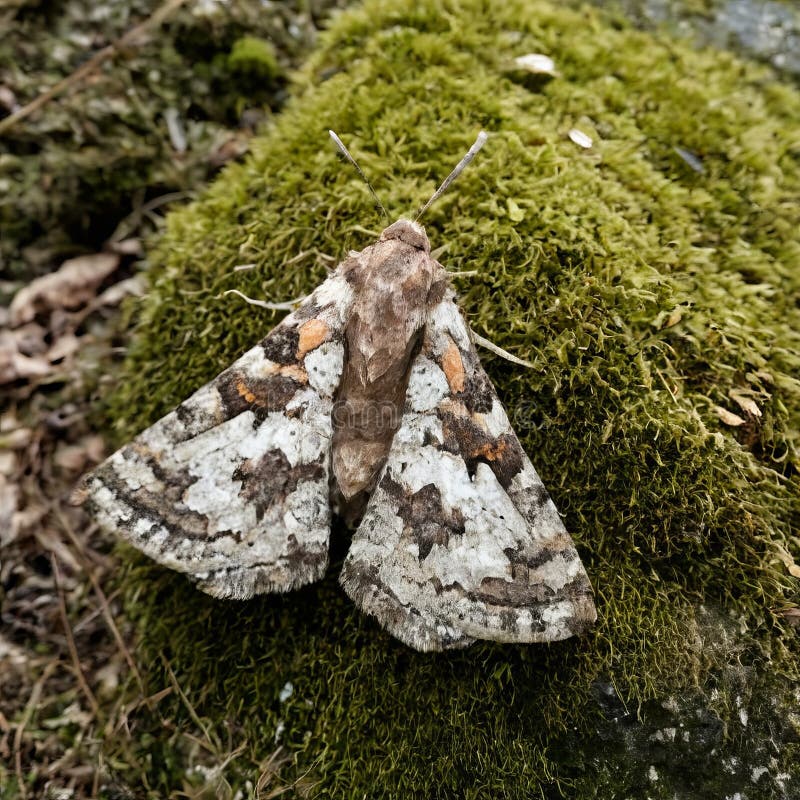 An Ugly Moth with Rough Mottled Patterns Settled on the Surface of a ...
