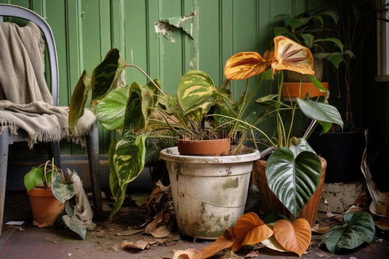 A Neglected Houseplant with Withered Leaves Stock Photo - Image of ...