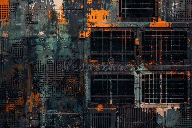 A Neglected Old Building Covered in Rust with Barred Windows ...