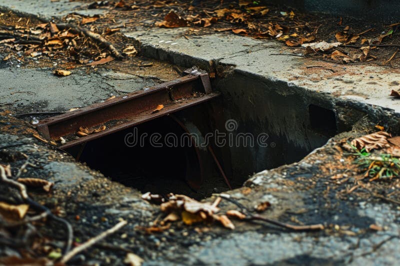 A Neglected Underground Access Point with a Rusted Frame, Hinting at ...
